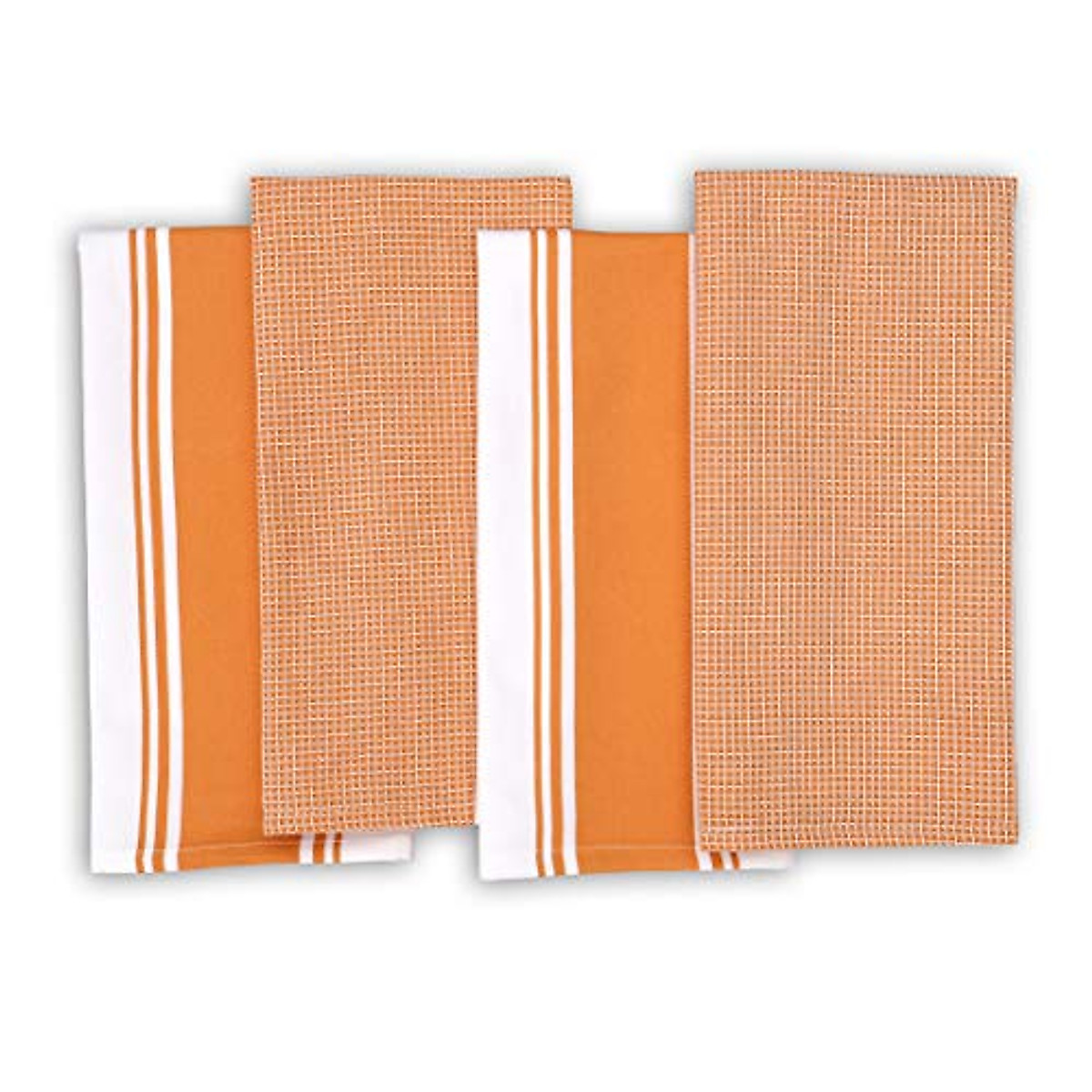AMOUR INFINI Cotton Kitchen Towels - Set of 4 Highly Absorbent, Ultra Soft Waffle Weave Tea Towel with Hanging Loop - 20x28 Inch Quick Drying Dish Cloths for Cleaning (Orange)