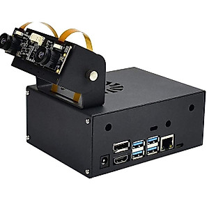 waveshare Metal Case (C) Enclosure with Fan for Jetson Nano Developer Kit and B01 Version with Camera Holder,Reset,Power Buttons Compatible IMX219 Series Camera,Wireless-AC8265