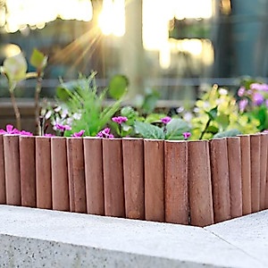 Worth Garden 3.5 Ft Wooden Short Fence Outdoor Landscape Edging Flexible Decorative Border - Tree Fence - Spring Garden & Yard Maintenance - 7.9'' H x 42'' L - (H:7.9'', Brown) - K619B04