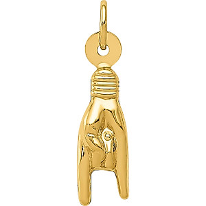 FindingKing 14K Yellow Gold Mano Cornuto Italian Hand Sign Charm