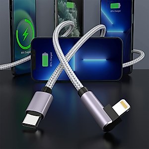16FT Right Angle USB C to Lightning Cable [MFi Certified] 90 Degree iPhone 13 Charger Cable Braided Fast iPhone Type C Charging Cord Compatible with iPhone 14/13/13 Pro/12 Pro/11 Pro Max/X/XS/XR, Pad