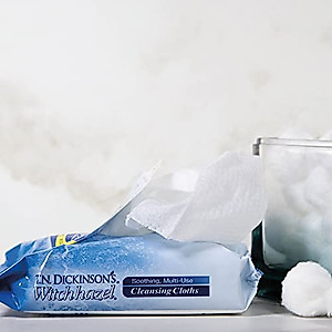 T.N. Dickinson's Witch Hazel Soothing MultiUse Cleansing Cloth, 4 Pack, 25 Cloths Per Pack,white