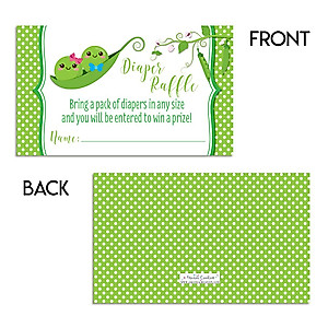 Two Peas In A Pod Twin Boy And Girl Diaper Raffle Tickets for Baby Showers, 20 2" X 3” Double Sided Insert Cards for Games by AmandaCreation, Bring a Pack of Diapers to Win Favors & Prizes!
