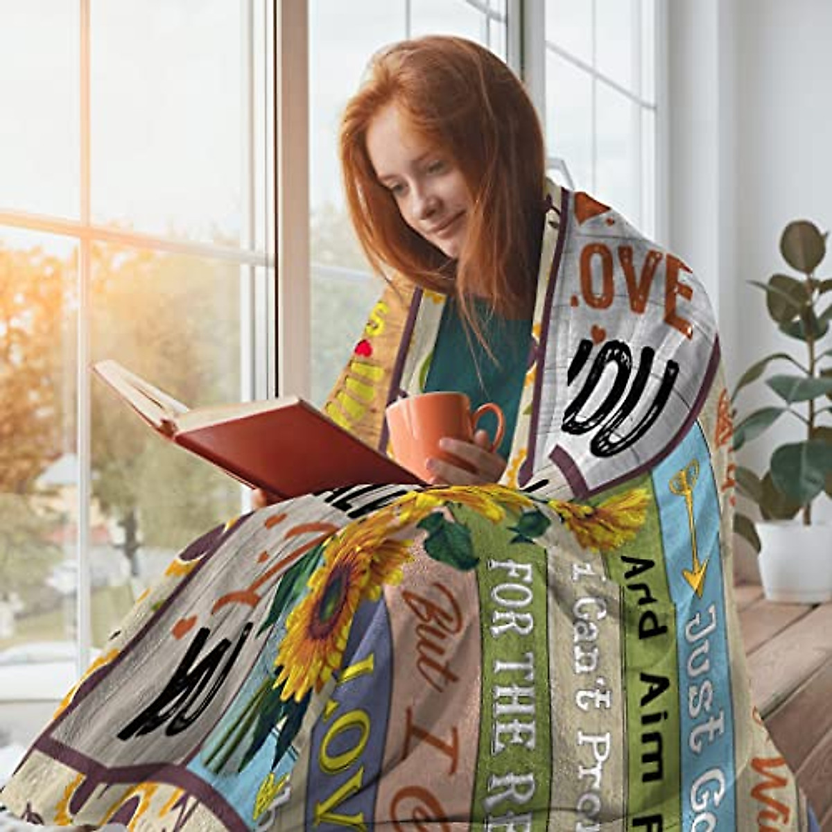 Love Letter to My Daughter Blanket, Gifts for Daughters from Mom, You are My Sunshine Throw Blanket for Daughter Birthday Anniversary, Sunflower Super Soft Fleece Blankets for Bed Travel 50x60inch
