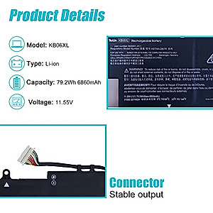 KB06XL 902499-856 902499-855 902401-2C1 Laptop Battery Replacement for HP Spectre X360 15 15-Bl012DX 15-BL0XX 15-BL1XX 15-BL002XX 15T-BL000 15T-BL100 Z6K99EA Series KBO6XL HSTNN-DB7R TPN-Q179