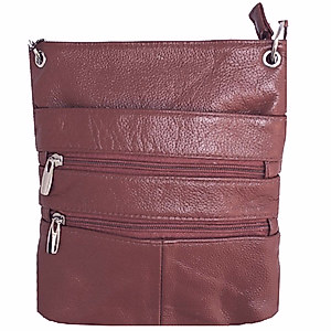 Genuine Leather Wine Small Shoulder Cross Body Travel Purse By Silver Fever