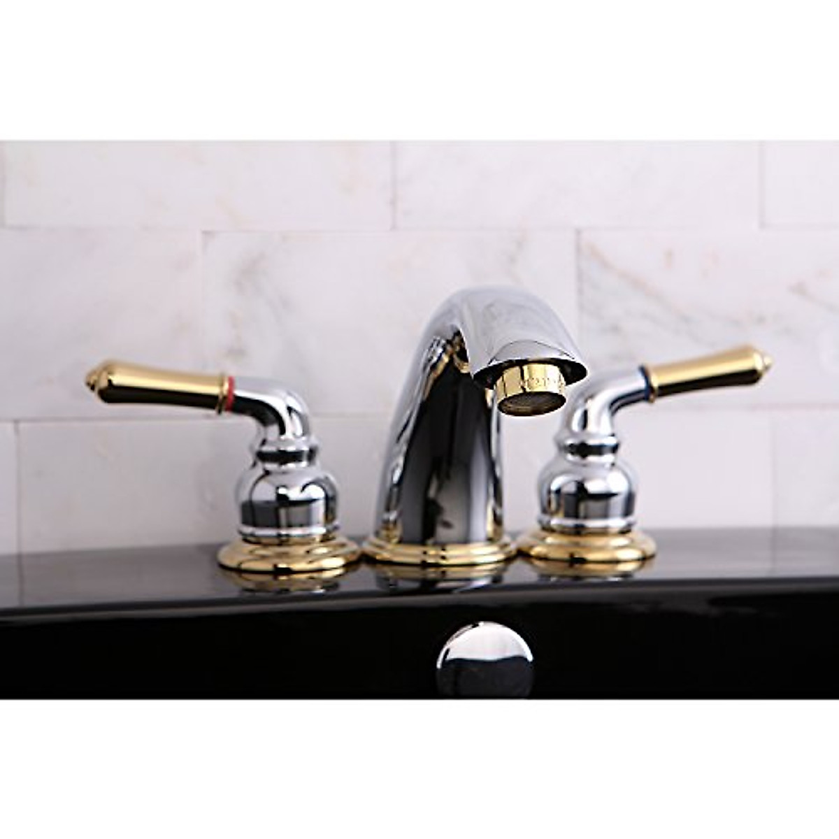 Kingston Brass KB964 Magellan Widespread Bathroom Faucet, 8-Inch Adjustable Center, Polished Chrome/Polished Brass