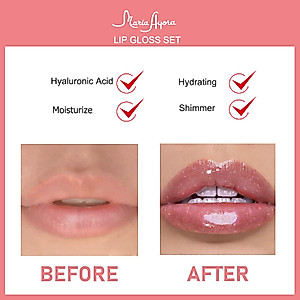 MARIA AYORA Lip Gloss Gift Set: Plump-looking & Hydrating with Hyaluronic Acid, 6-Color Shimmer Lip Glosses for Women, Vegan & Cruelty Free, Gluten Free | Fragrance & Parabens Free