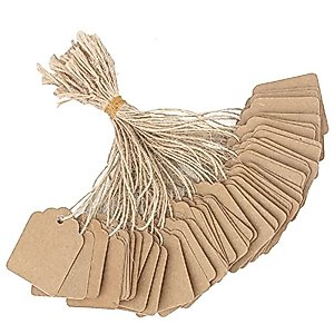 500Pcs Price Tags with String Attached,Kraft Blank Labeling Tags,Price Labels Display Tags with String,Marking Strung Tags Writable Tags,Display Label for Product Jewelry Clothing Tags(35 x 45 mm)