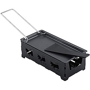 Cheese Raclette Set, Portable Candlelight Raclette Pan Foldable Non-Stick Rotaster Baking Tray Stove Set with Spatula Home Kitchen Grilling Tool