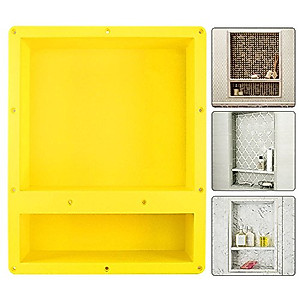 Suteck 16" x 20" Shower Niche Double Shelf - Yellow Rectangle Shower Cube Shower Niche,Ready for Tile Niche for Bathroom,Niche Shower Storage