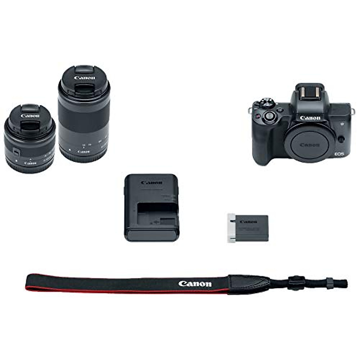Canon EOS M50 Mirrorless Digital Camera with 15-45mm and 55-200mm Lens (Black) (Renewed)