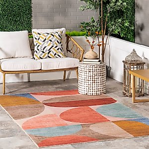 nuLOOM Lori Contemporary Machine Washable Indoor/Outdoor Area Rug, 8x10, Multicolor