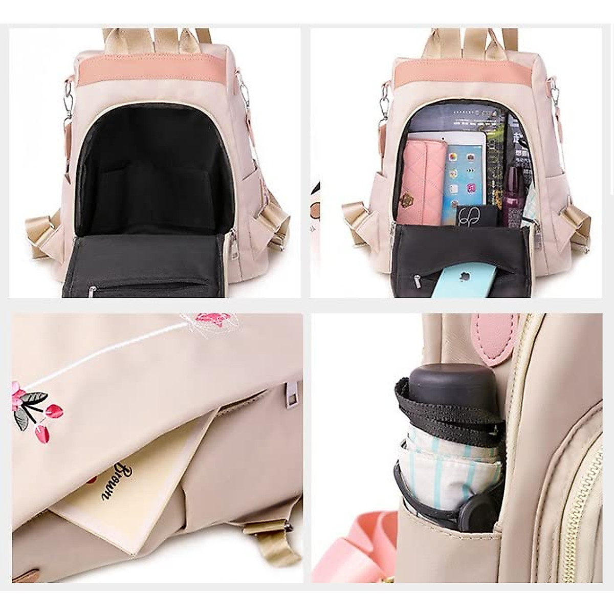 Rose Backpack For Women Bag Soft Leather Fashion Women Backpack Purses Multipurpose Design Handbags And Shoulder Bag