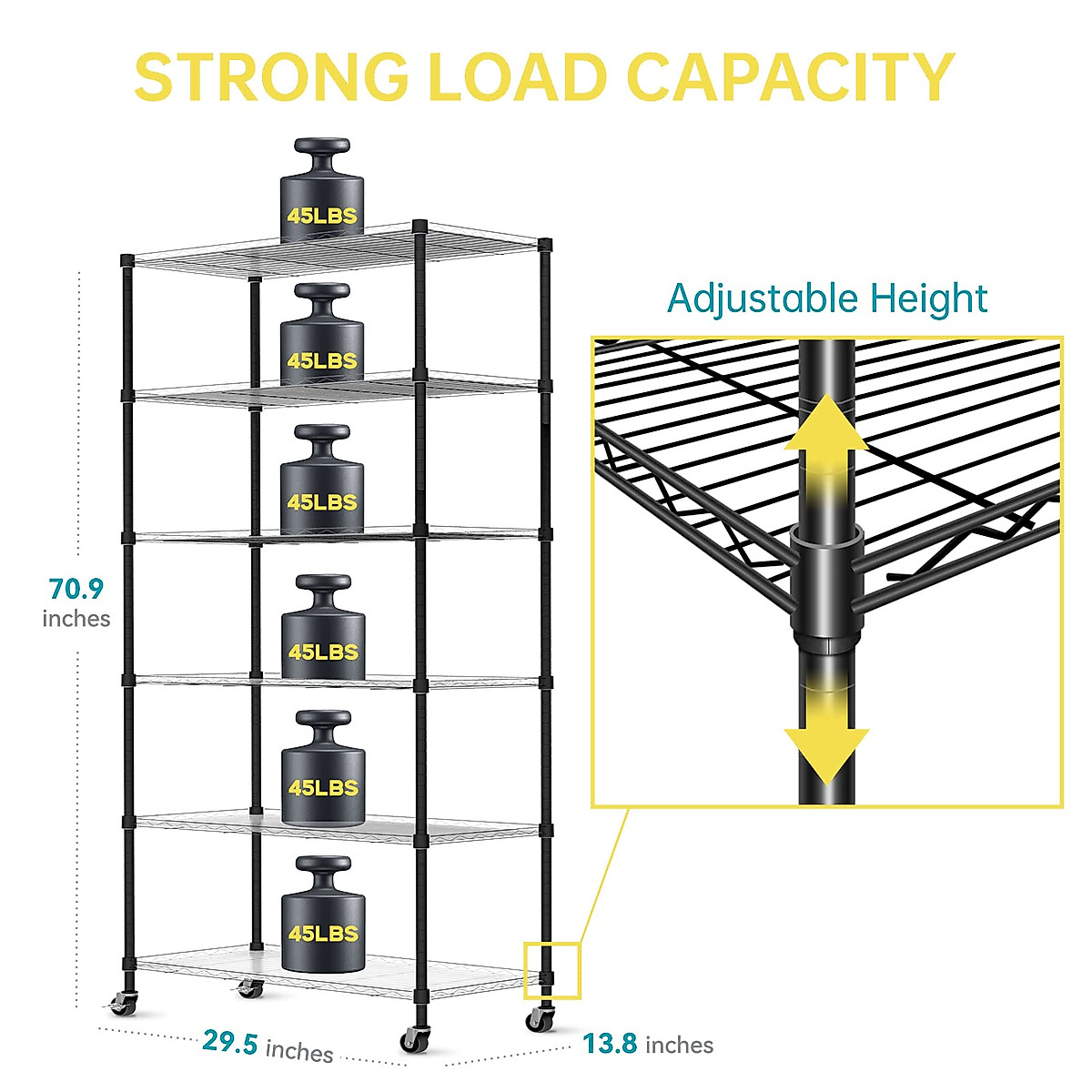 Bstrip DIY Plant Shelf with Grow Light, Grow Light Shelf with Adjustable Rack and Wheels, Plant Stand, 8-Pack 192W T8 3000K Full Spectrum Grow Lights for Seed Starting,Seed Tray(29.5L x 13.8W x70.9H)