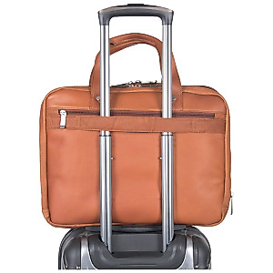 Kenneth Cole Reaction Manhattan Colombian Leather Briefcase Expandable RFID 15.6" Laptop Portfolio Shoulder Bag, Cognac, One Size