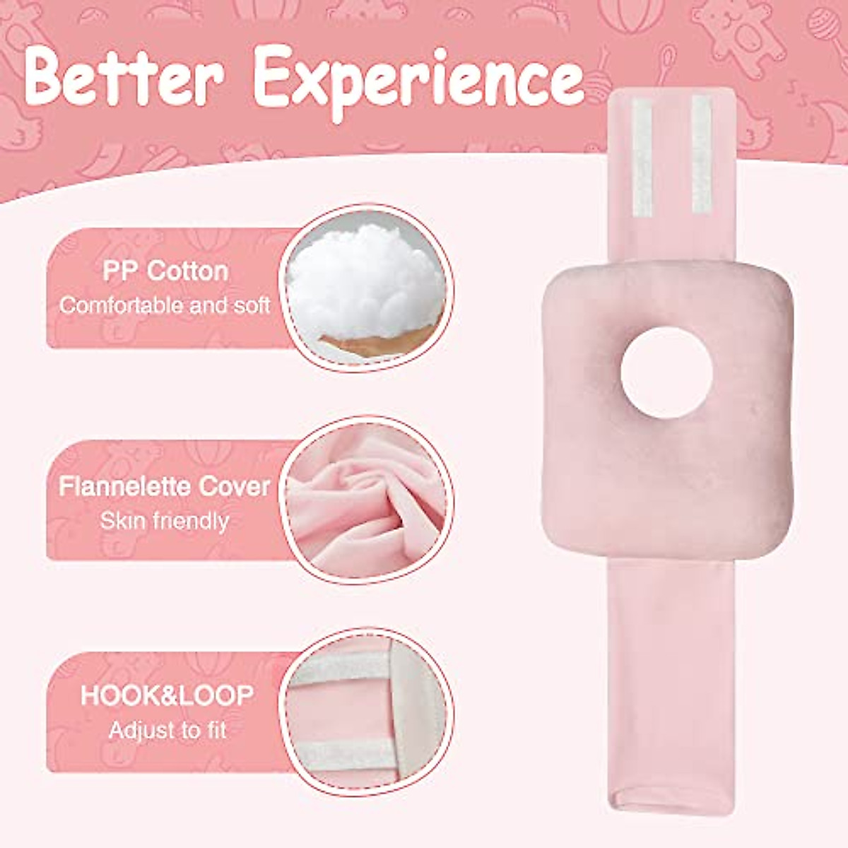 G Tube Tummy Time Pillow Feeding Tube Belt Pads Adjustable Nursing Pillow with a Hole for Supporting Babies Infant Children Kids Protecting Button