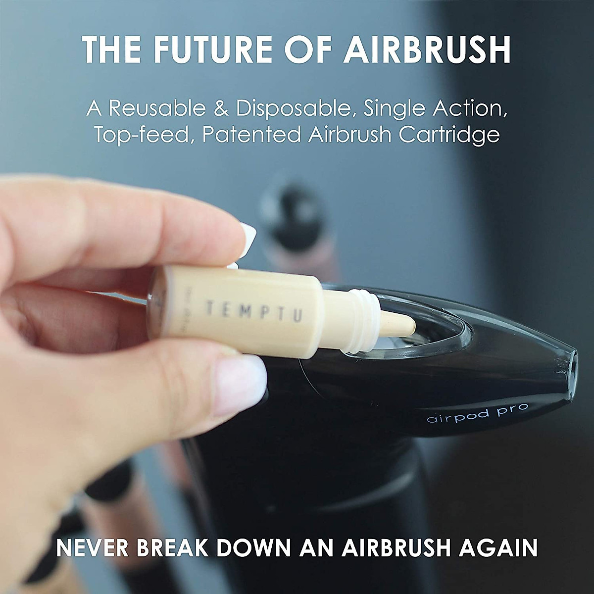 TEMPTU Airpod Pro - Reusable, Refillable Makeup Cartridge for Custom Blending and Mixing Colors – Premium, Professional Airbrush Makeup Accessories - Professional Airbrush Equipment