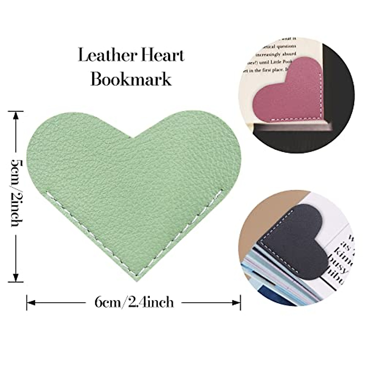 6 Pcs Leather Heart Bookmark,Cute Bookmarks for Women, Handmade Book Accessories for Reading Lovers, Bookworms' Gifts, Book Lover's Favorites
