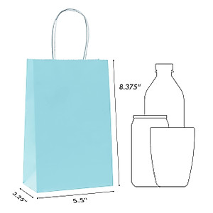 Nexmint Light Blue Gift Bags: 24 Bulk Pack Small Gift Bags with Handle. Great for Gifts, Wedding, Birthday, Shower, Holiday, Party Favor, Treat, Goodie & Special Occasions