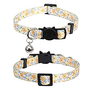 Lamphyface 3 Pack Cat Collar Floral with Bell Breakaway Adjustable Flower for Cats Kitten