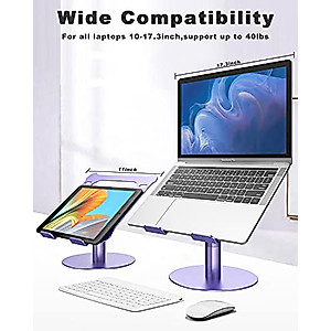 Swivel Laptop Stand, Adjustable Height Ergonomic Computer Stand,Notebook Holder Riser with 360 Rotating, Portable Laptop Compatible with MacBook Air, Pro, Dell, HP, Lenovo More 10-15.6"(Purple)