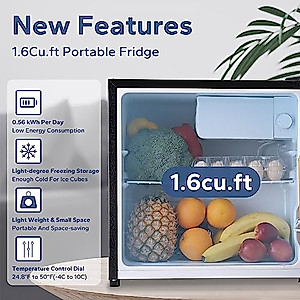 BANGSON Small Refrigerator,1.6 Cu.Ft Mini Fridge With Freezer,Mini Fridge For Bedroom,Mini Fridge For Office,Reversible Single Door,Compact Refrigerator For Office,Apartment,Dorm,Bedroom