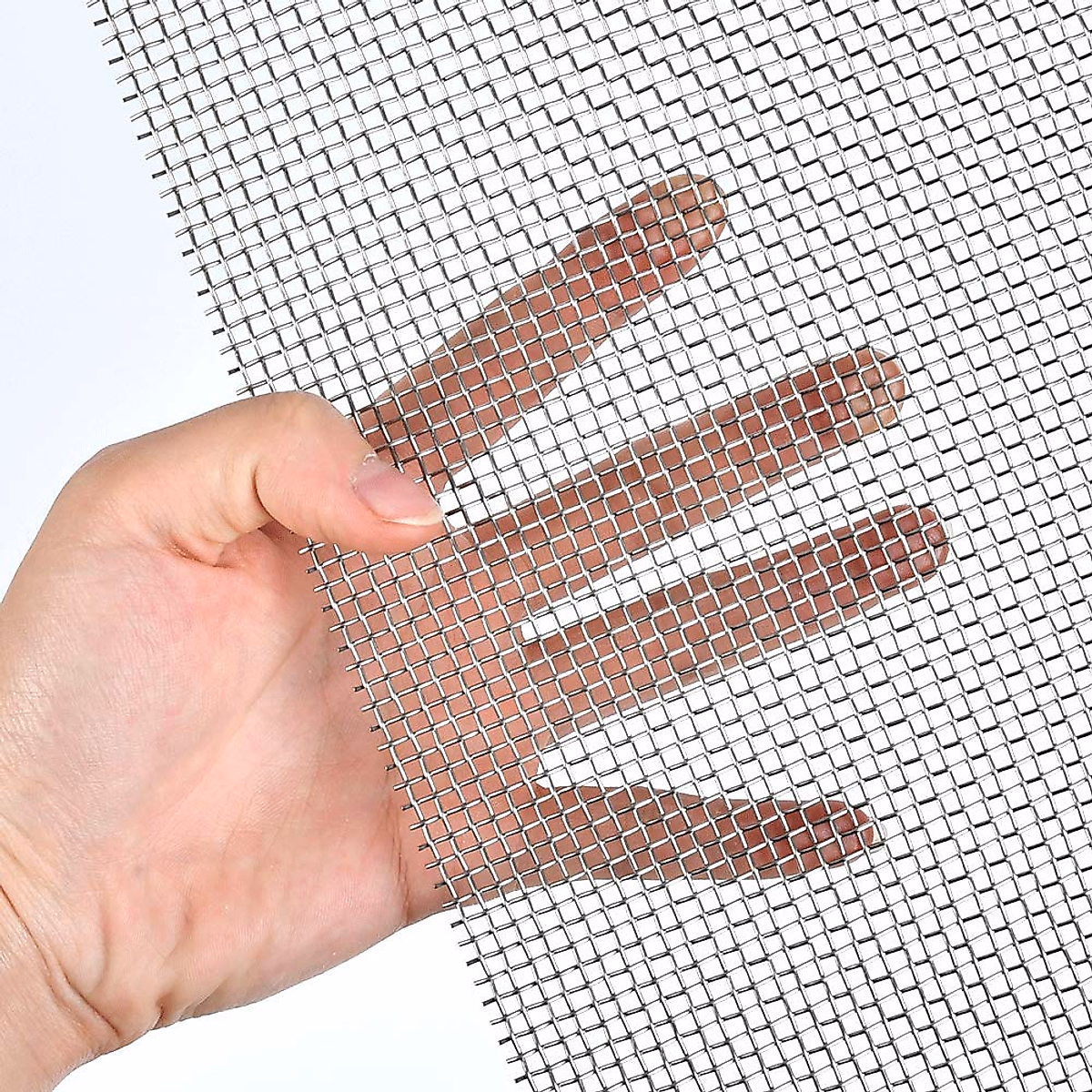TIMESETL 3 Pcs Stainless Steel Woven Wire 8 Mesh - 12" x 8"(30x21cm) Garden Fence BBQ Wire Mesh Window Screen Mesh