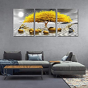 Wall decorations for living room Canvas Wall Art for bedroom Abstract wall decor Black and white Canvas Art Yellow tree paintings bathroom Home Decoration 3 Piece Hang Pictures Office Wall Artworks