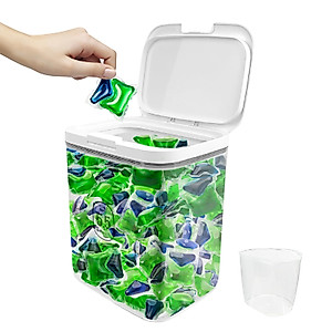5.5L large Capacity Container With One-Press Lid For Laundry Room Organization and Storage Decor- Laundry Pods And Airtight Dishwasher Pod Holder For Laundry Beads, Laundry Powder, Storage