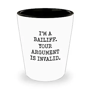 For Bailiff I'm A Bailiff Your Argument Is Invalid Funny Gag Witty Ideas Drinking Shot Glass Shooter Birthday Stocking Stuffer