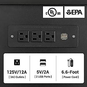 EPHEX Set of 2 Nightstand with Charging Station and Drawer, End Side Table with USB Ports & Power Outlet, Bedside Table Storage Cabinet with 2 Open Drawers for Bedroom, Black