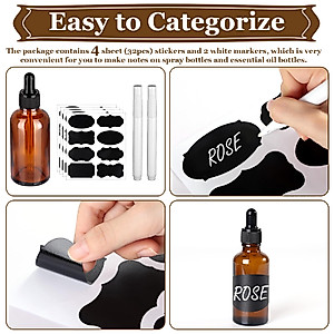 Sublaga Mini Spray Bottle, 24Pcs Spray Bottle & Essential Oil Bottle Kit with Dropper, Funnel, 4 Sheet Stickers, 2 Marker pen