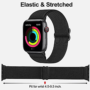 Swhatty 15 Pack Stretchy Nylon Solo Loop Bands Compatible with Apple Watch 41mm 40mm 38mm, Adjustable Braided Sport Elastics Women Men Strap for iWatch SE Series 9 8 7 6 5 4 3 2 1, A