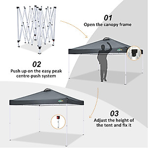 COBlZI 10x10 Pop Up Canopy Tent with 4 Removable Sidewalls，Waterproof Commercial Easy Adjustable Gazebo Tent with Air Vent, 4 Sandbags，4 Stakes & 8 Ropes（Tents for Party/Exhibition,Grey