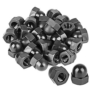 pouilzx Pack of 30) M6 Black Nylon Hex Acorn Nuts Hexagon Decorative Dome Head Nuts for Mechanical Equipment, Electronic Equipment, Communication Equipment, Hardware Lighting