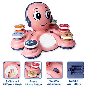 Baby Musical Toys Learning Toys for Toddlers, Octopus Music Toys, Preschooler Musical Educational Instruments Toy for Baby, Birthday Toys for Girls Boys