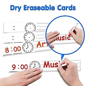VNOM Daily Schedule Pocket Chart, Class Schedule with 13+1 Pockets 18 Dry Eraser Cards 2 Easy Over Door Mountings for Classroom, School, Office or Home (13” x 35.5”) (BLACK)