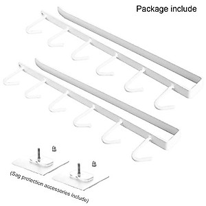 EigPluy 2pcs Mug Hooks Under Cabinet Cups Wine Glasses Storage Hook Multifunction Nail Free Coffee Cups Holder Kitchen Utensil Holder Ties Belts Scarf Hanging Hooks Rack Holder,White