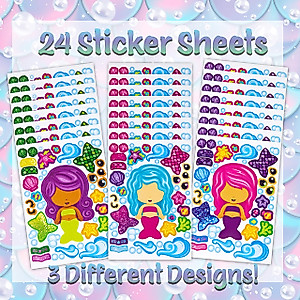 24 Make A Sea Sticker Sheets - Stickers of All Your Kids Favorite Sea Life - Fun Craft Project for Children - Perfect Birthday Party Favors for Mermaid & Under The Sea Themed Parties