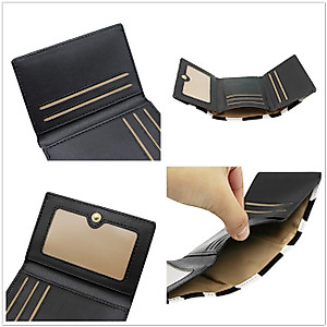 MINGSEECESS Women PU Leather Small Coin Wallet Cute Cow Pattern Tri-Fold Card Holder Snaps Clutch Purse