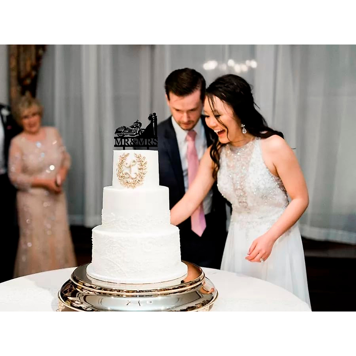 Yuezoloz Street Glide Motorcycle Wedding Cake Topper, Ride with Me Forever Cake Topper, Motorcycle Wedding Topper Couple on Harley Davidson for Wedding/Anniversary/Bridal Shower Party Decor