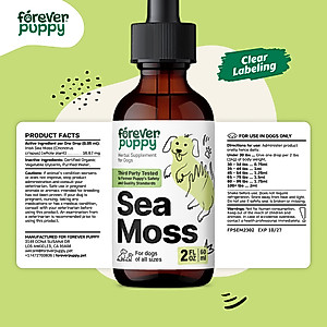 Irish Sea Moss Drops for Dogs - Thyroid Support & Energy - Nutritional Drops with Liquid Sea Moss - Dog Food Supplements for Thyroid Health - Liquid Dog Vitamins and Supplements - 2 oz