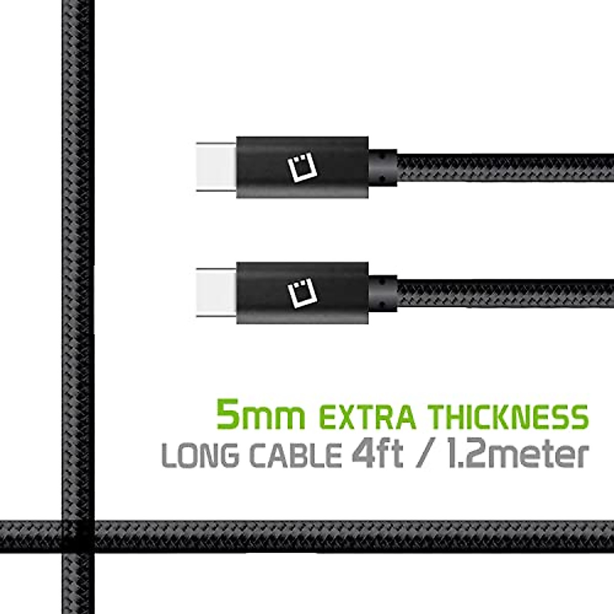 Dual USB-C/PD 60W Fast Charging Cord Compatible with vivo V20 Plus 5Gbps Data Transfer for Power Delivery Hi Capacity Charging (Black)