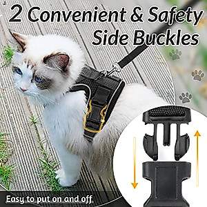 rabbitgoo Cat Harness and Leash for Walking, Escape Proof Soft Adjustable Vest Harnesses for Cats, Easy Control Breathable Reflective Strips Jacket, Black, XS