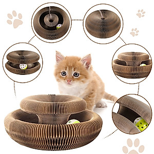 2 Pack Magic Organ Cat Scratching Board, Snufflepaw Accordion for Cats, Interactive Scratch Pad with a Ball, Foldable Recyclable Kitty Kurlz Cat Toy for Indoor Cats