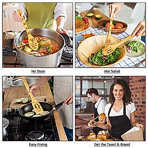 7 Pcs Owl Bamboo Cooking Spoons with Holder, Owl Kitchen Decor Owl Kitchen Gifts Owl Gift Cat Mom Gifts Owl Decor Owl Gifts for Owl Lovers, Women, Bamboo Cooking Housewarming Wedding Birthday