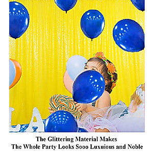 Partisout Sequin Backdrop Curtain 4ftx7ft Sequence Backdrops Party Glitter Background Sparkle Wedding Photo Shimmer Curtains (Yellow)