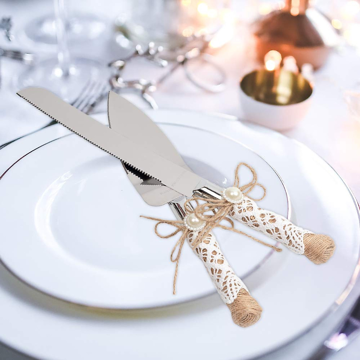 Rustic Wedding Cake Serving Set Wedding Cake Knife and Server Set Pizza Pie Server Set for Anniversaries Birthdays Christmas Parties