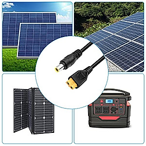 RIIEYOCA XT60 to DC 8mm Connector Adapter,XT60 Female to DC 7.9mm x 0.9mm Male 14AWG Power Cable,for Lipo Battery Pack Portable Power Station Solar Generator Portable Solar Panel(1M/3Ft)